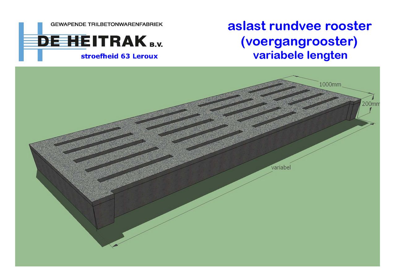 Aslast Rundveerooster (Voergangrooster) - Heitrak Beton